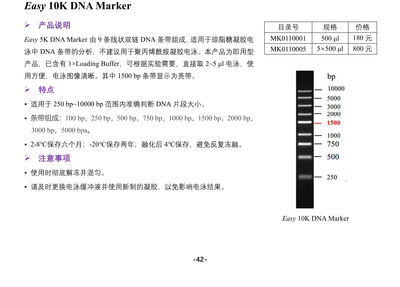 Easy 10K DNA Marker 凝胶电泳10000片段标准条带 - 浙江易思得生物科技有限公司